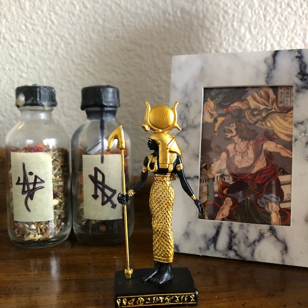 Vintage Isis Mini Statue - Small Hand-painted Ancient Egyptian Goddess ...