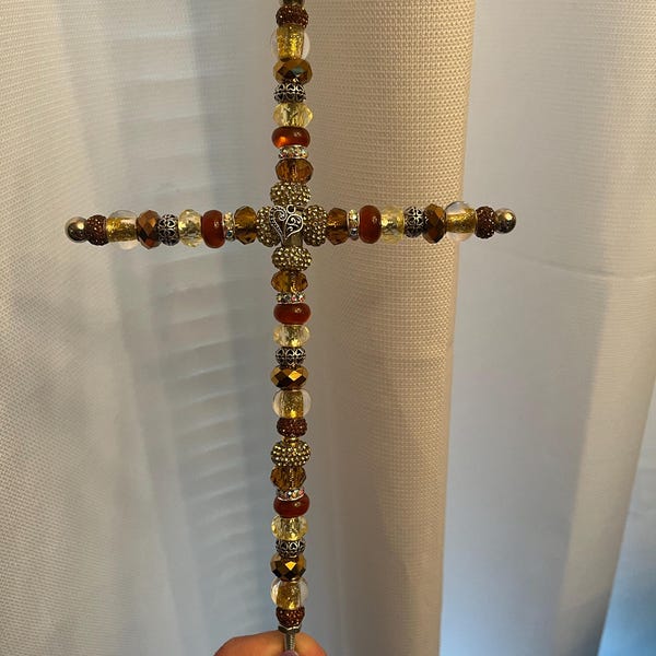 Beautiful Beaded Cross Garden Stake - Etsy