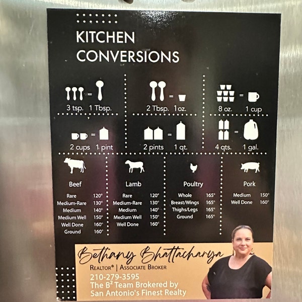 Custom Bulk Fridge Magnets, Kitchen Conversions Chart, Cooking ...
