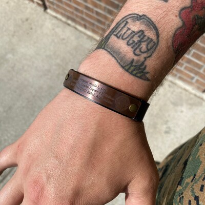 Custom Military Memorial Leather Bracelet, Army Remembrance KIA ...