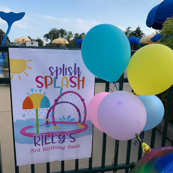 Editable Splash Pad Party Sign, Splash Pad Party Sign, Water Park Party ...