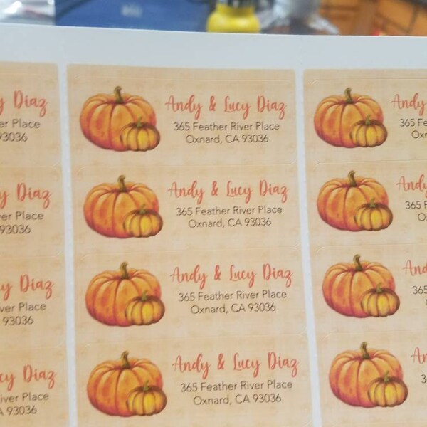 Pumpkin Fall Address Labels - Personalized Pumpkin Return Address ...