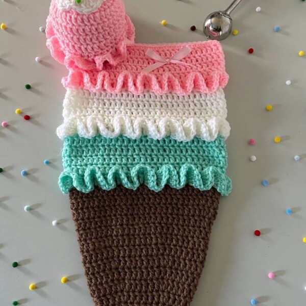 Crochet (0-1M) Baby Ice Cream Cone Cocoon Set, Photo Prop Baby Gift - Etsy
