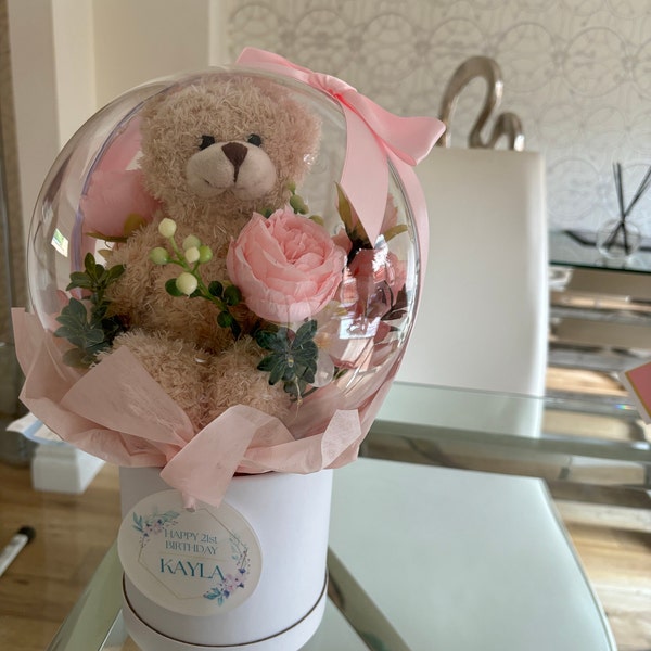 Personalised Graduation Teddy Flower Bouquet, Forever Keepsake, Artificial Flowers ...