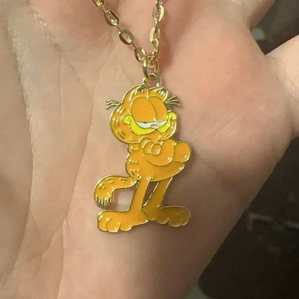 Cartoon Cat Garfield and Dog Odie Gold Plated Dangle Drop Enamel ...