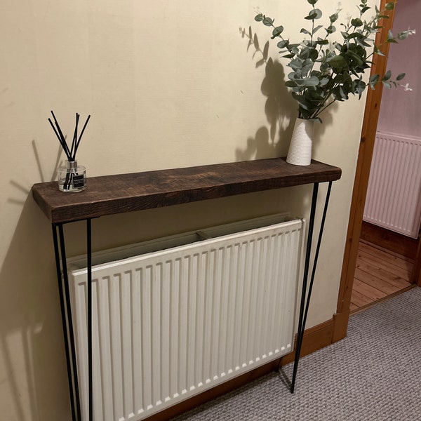 Hand-made Rustic Radiator Cover With Black Three Pin Hairpin Legs ...