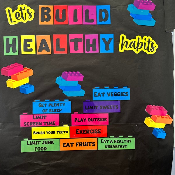 Build Healthy Habits Bulletin Board Kit: School Nurse Office/health ...