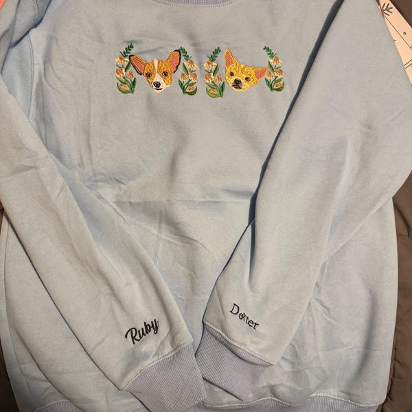 Dog Face Custom Embroidered Sweatshirt, Embroidered Sweater ...
