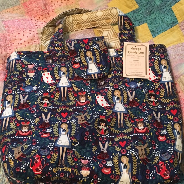 Funky handmade totes knitting & craft bags by VintageLynndyLoo