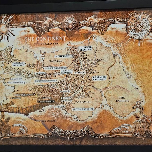 Fourth Wing & Iron Flame World Map Aluminum Print - Rebecca Yarros Art ...