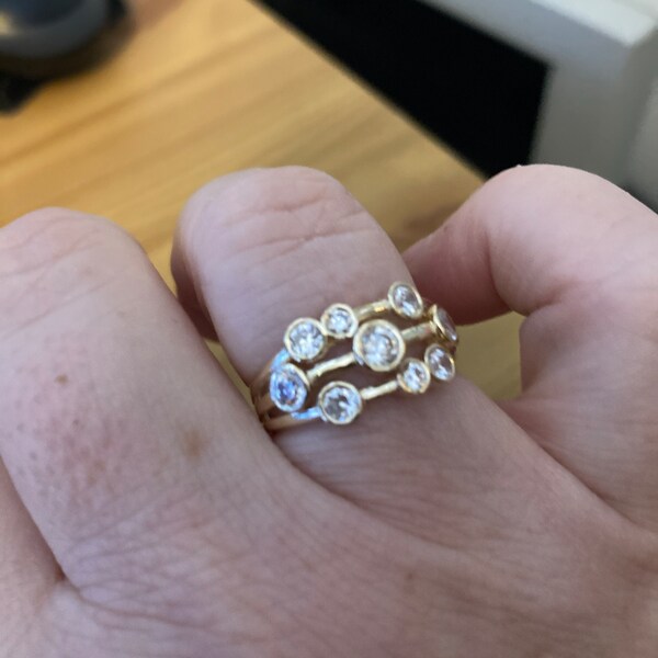 9ct Gold Raindrop Ring 1.11ct Diamond Unique Scatter Ring - Etsy UK