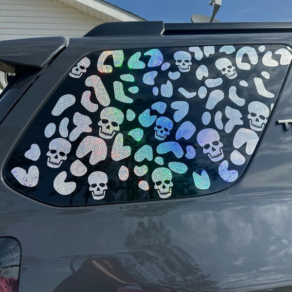 Skull Leopard Print Car Decal, Car Window Decal, Vinyl Decal Sticker ...