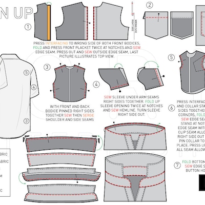 Oversized Short Sleeve Button up Shirt PDF Sewing Pattern Sizes XS / S ...