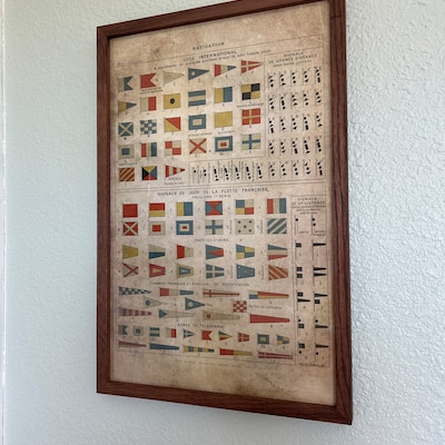 Vintage Nautical Print, Nautical Flags Wall Art, Sailor Print, Marine ...