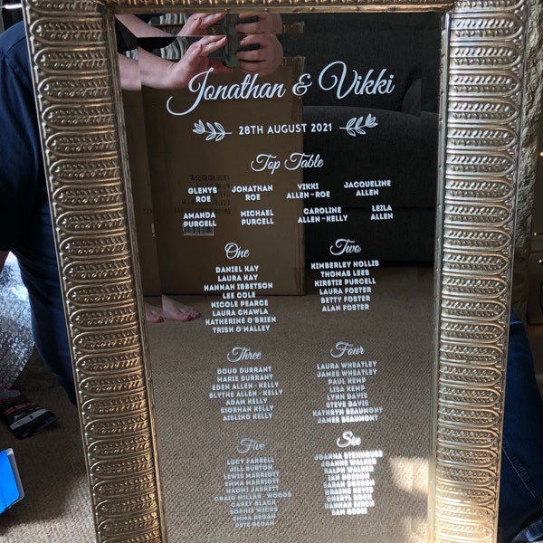 Mirror Wedding Table Plan • Vinyl Lettering/vinyl Stickers • DIY ...