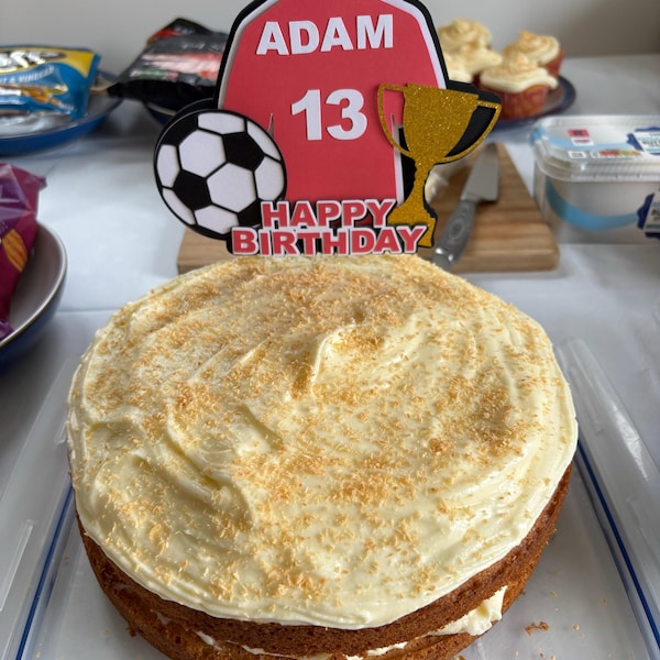 Football Shirt Cake Topper | Football Supporter, Custom Name, Birthday ...