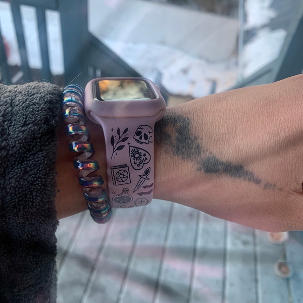 Spooky Engraved Watch Band for Apple Watch Halloween Witchcore ...