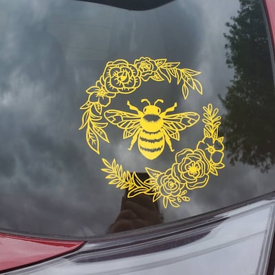 Save the Bees Hexagon Single Floral Vinyl Decal Bee Decal Boho Decal ...