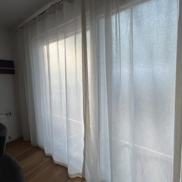 Extra Long Linen Sheer Curtains - 52 Colors | High Ceiling Drapes for ...