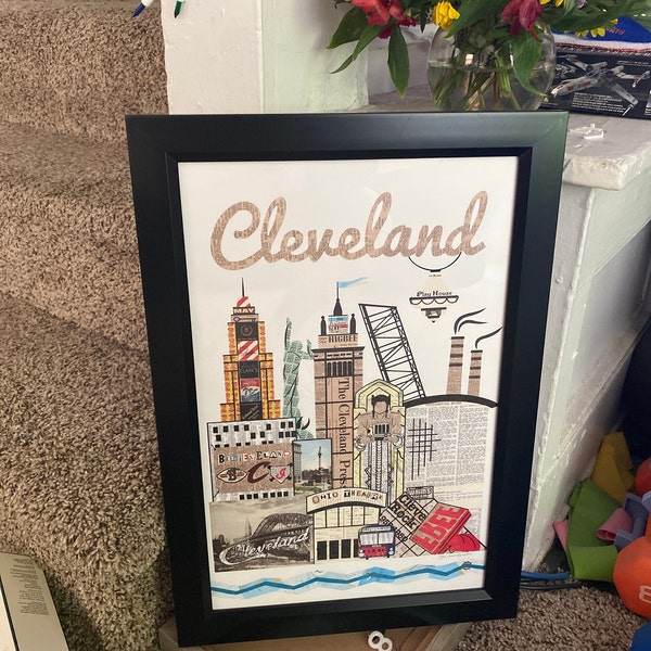 Cleveland Ohio Skyline Poster | Notecards | Sticker | Cleveland Skyline ...