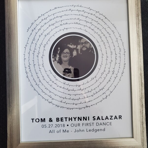 Vinyl Record Song Lyrics With Photo Personalized Custom Print, 1st ...