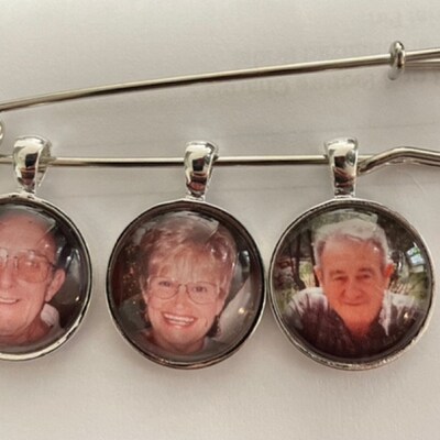 Custom Photo Lapel Pin W/1, 2, 3 or 4 Picture Charms Wedding Picture ...