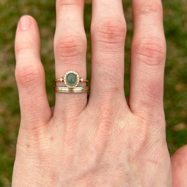 Imperial Jade Wedding Ring, Natural Icy Jadeite Ring, Vintage Floral ...