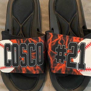 Custom Baseball Slides Flip Flops Sandals Custom Baseball - Etsy