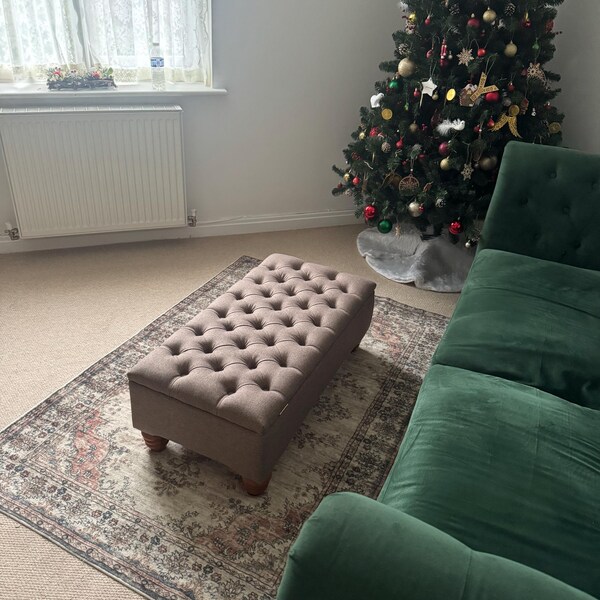 Handmade Thick Cushioned Square Chesterfield Footstool Footrest Coffee ...