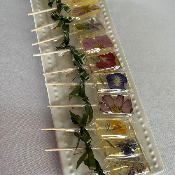 10 Wildflower Rectangle Lollipops - Etsy