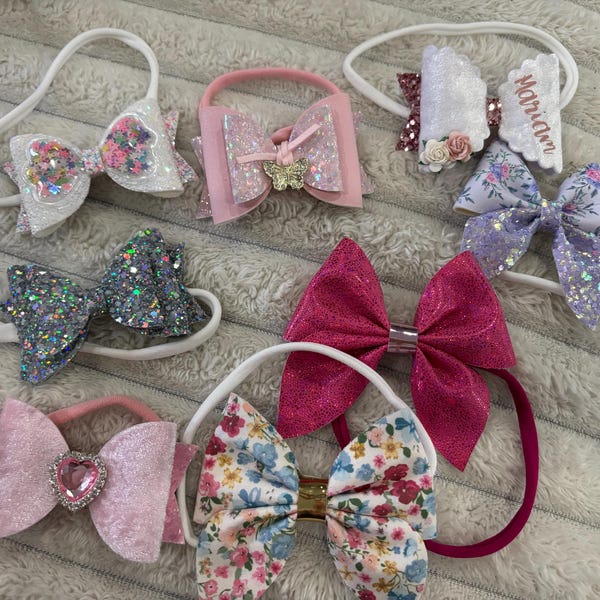 Pink Mini Pigtails, Glitter Bows, First Hair Bows, Girls Hair Clips ...
