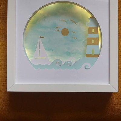 Sea Shadow Box SVG, 3d Papercut SVG, Layered Paper Art Template, Scroll ...