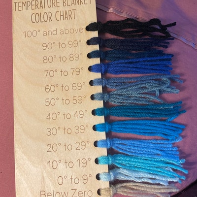 Temperature Blanket Color Chart, Reusable Wood Card, Crochet Blanket ...