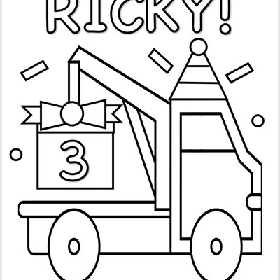 Construction Themed Birthday Coloring Pages for Kids, Set of 5 - Etsy