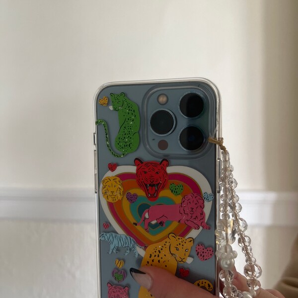 Clear Crystal Bear Phone Charm, Beaded Phone Chain, Phone Accessories ...