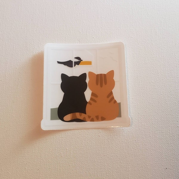 Bird Watching Cats Vinyl Sticker, Cute Laptop Decal - Etsy