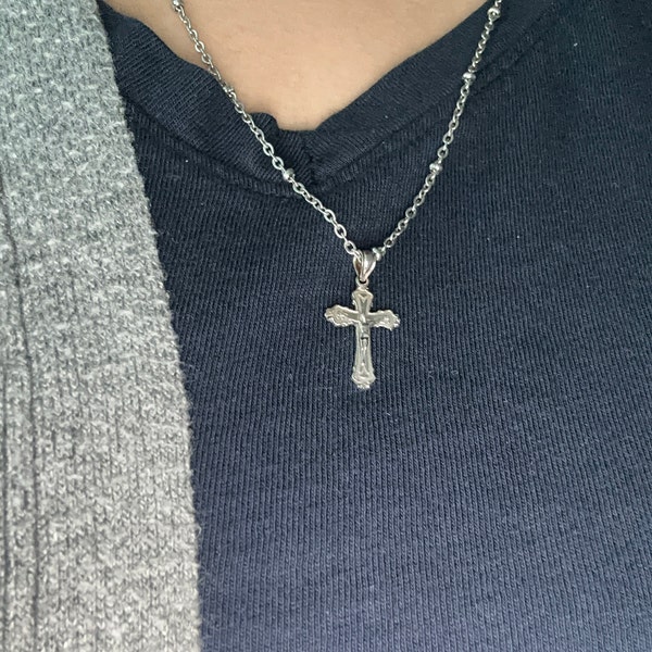 14k White Gold Cross Pendant: Elegant Christian Necklace Charm - Etsy