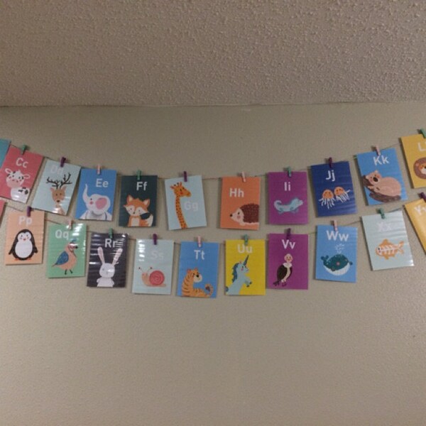 Animals Alphabet Card Set Alphabet Animals Flash Cards ABC Nursery Wall ...