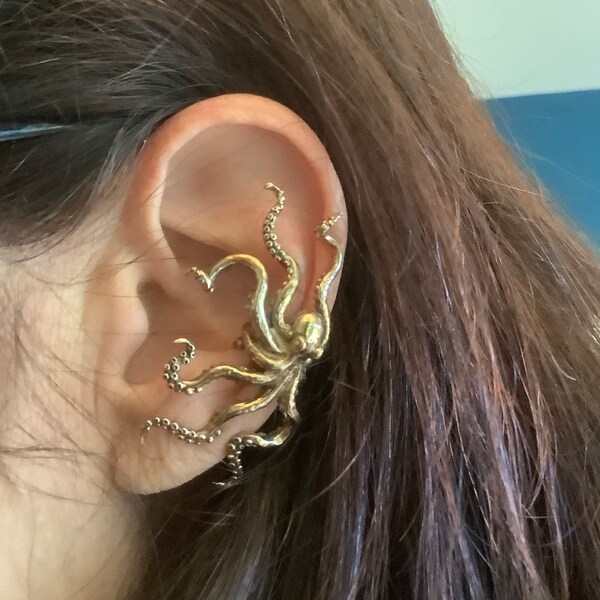 Octopus Ear Cuff Bronze Steampunk Octopus Ear Cuff Octopus Jewelry ...
