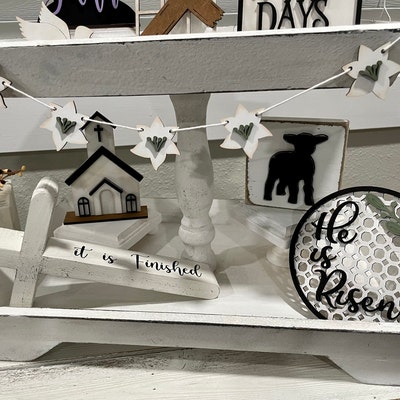 Pray Trust Wait Shelf Sitter, Farmhouse Decor, Distressed Wood Blocks ...