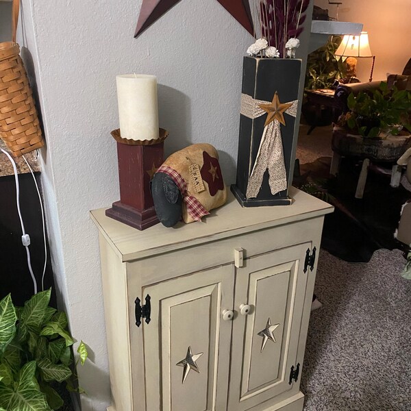 Rustic Farmhouse Jelly Cabinet: Primitive Star Door, Handmade Kitchen ...