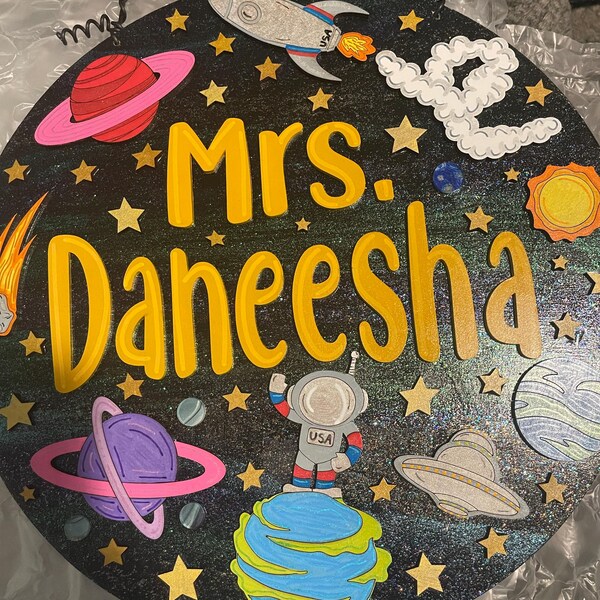 Customized Space Themed Sign - Laser Cut - Teacher Sign - Classroom ...