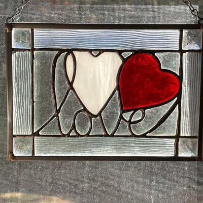 Two Hearts, One Love Stained Glass PDF Pattern - Etsy