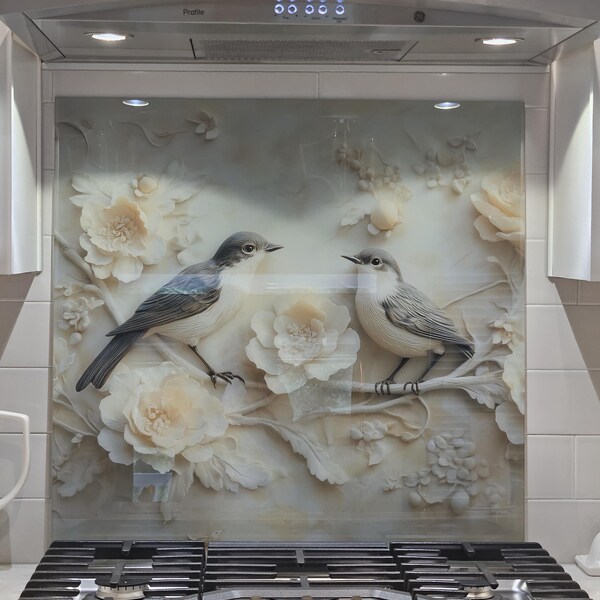 Glass Backsplash-ottoman Tile Look One Piece Tempered Glass Kitchen ...