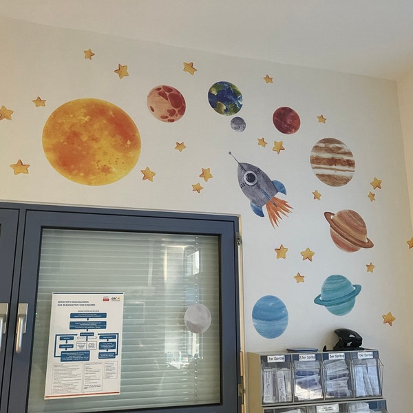 Space Wall Decal for Nursery Room, Space Wall Decal, Space Theme ...