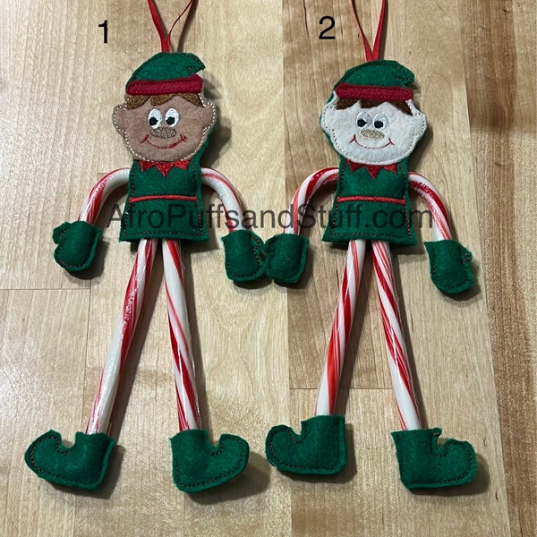 Elf Candy Cane Holder Embroidery Design File - Etsy