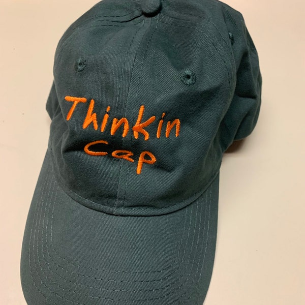 Thinkin Cap - Forest Green W/orange Lettering - Etsy