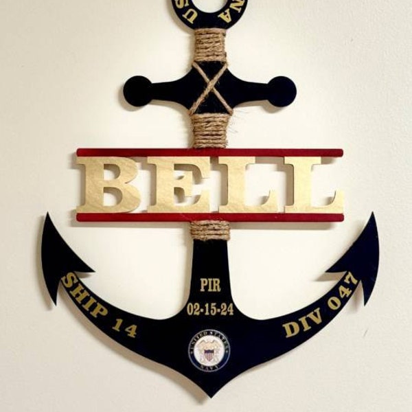 Personalized Navy Anchor/anchor Welcome Wreath/navy Moms/anchor Door ...