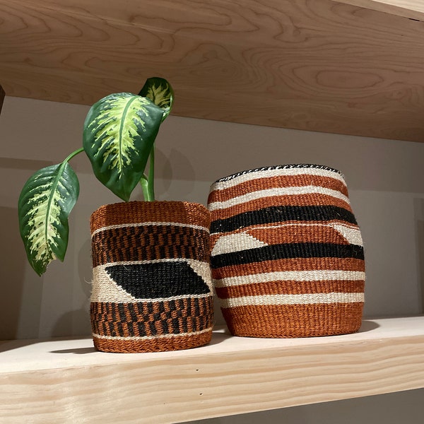 Assorted Handwoven African Basket // Fine Weave Storage Plant Basket ...