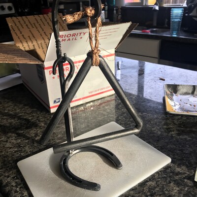 Small Dinner Bell on a Hand Forged Stand Bunk House Bell - Etsy